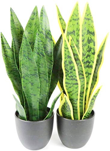 Bird Fiy Artificial Snake Plant Faux Agave Fake Sansevieria Artificial Potted Plants for Indoor and Outdoor Home Office Decor (Green, 16)