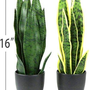 Bird Fiy Artificial Snake Plant Faux Agave Fake Sansevieria Artificial Potted Plants for Indoor and Outdoor Home Office Decor (Green, 16)