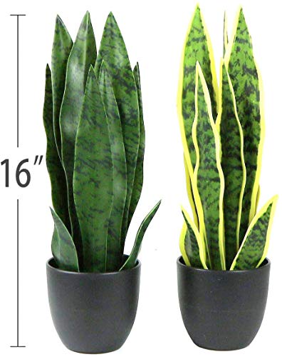 Bird Fiy Artificial Snake Plant Faux Agave Fake Sansevieria Artificial Potted Plants for Indoor and Outdoor Home Office Decor (Green, 16)