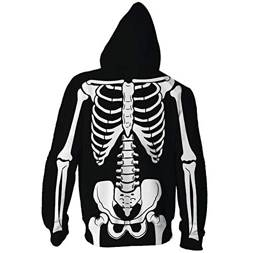 uideazone Halloween Jacket for Men Women Skeleton Skull Printed Zip Up Hoodies Cosplay Costume