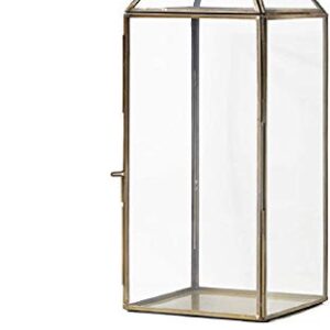 Serene Spaces Living Large Gold Decorative Hurricane Lantern Candle Holder with Glass Panels, 16" Tall