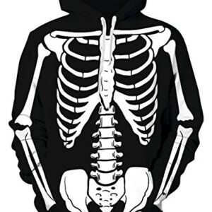 uideazone Halloween Hoodies for Men Women 3D Skeleton Bone Printed Hooded Sweatshirt with Pockets