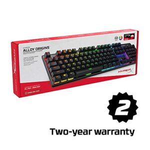 HyperX Alloy Origins - Mechanical Gaming Keyboard, Software-Controlled Light & Macro Customization, Compact Form Factor, RGB LED Backlit - Linear HyperX Red Switch (Black)