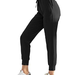 AJISAI Women’s Joggers Pants Drawstring Running Sweatpants with Pockets Lounge Wear Black M