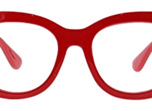 Peepers by PeeperSpecs Women's Center Stage Oversized Blue Light Blocking Reading Glasses, Red, 51 + 1