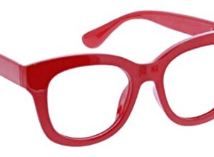 Peepers by PeeperSpecs Women's Center Stage Oversized Blue Light Blocking Reading Glasses, Red, 51 + 1