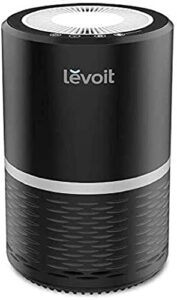 levoit air purifiers for home, hepa filter for smoke, dust and pollen in bedroom, ozone free, filtration system odor eliminators for office with optional night light, 1 pack, black