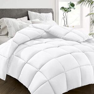 California Bedding All Season Cotton Down Alternative Comforter | Eastern King 116x108 Inch | 1-Pieces Duvet Insert Box Stitched with 8 Corner Tabs Microfiber Fill Fluffy Bed Comforter, White Solid