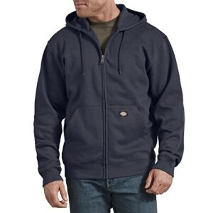 dickies men's full zip fleece hoodie, dark navy, x-large