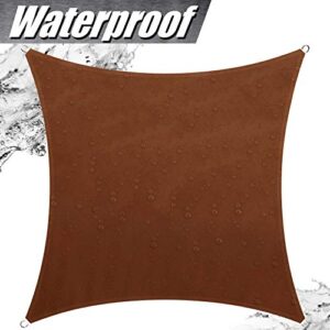 ColourTree 100% Blockage Waterproof 9.5' x 9.5' Sun Shade Sail Canopy  Square Brown - Commercial Standard Heavy Duty - 220 GSM - 3 Years Warranty