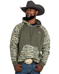 ariat male patriot hoodie sage camo x-large