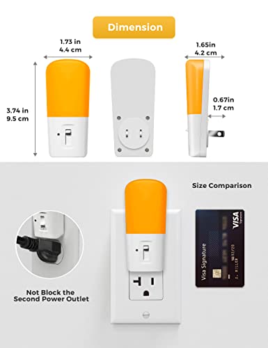 LOHAS Amber Night Light, Dimmable Plug in LED, Yellow Night Light with Dusk to Dawn Sensor, Kids Night Lights for Bedroom, 5-80LM Sleep Aid No Blue Light for Nursery, Hallway, Kitchen, Stairway, 2Pack