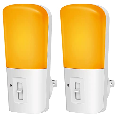 LOHAS Amber Night Light, Dimmable Plug in LED, Yellow Night Light with Dusk to Dawn Sensor, Kids Night Lights for Bedroom, 5-80LM Sleep Aid No Blue Light for Nursery, Hallway, Kitchen, Stairway, 2Pack