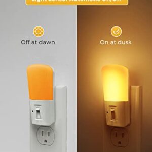 LOHAS Amber Night Light, Dimmable Plug in LED, Yellow Night Light with Dusk to Dawn Sensor, Kids Night Lights for Bedroom, 5-80LM Sleep Aid No Blue Light for Nursery, Hallway, Kitchen, Stairway, 2Pack