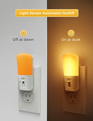 LOHAS Amber Night Light, Dimmable Plug in LED, Yellow Night Light with Dusk to Dawn Sensor, Kids Night Lights for Bedroom, 5-80LM Sleep Aid No Blue Light for Nursery, Hallway, Kitchen, Stairway, 2Pack