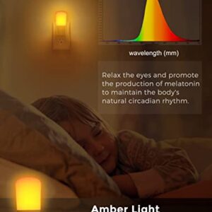 LOHAS Amber Night Light, Dimmable Plug in LED, Yellow Night Light with Dusk to Dawn Sensor, Kids Night Lights for Bedroom, 5-80LM Sleep Aid No Blue Light for Nursery, Hallway, Kitchen, Stairway, 2Pack