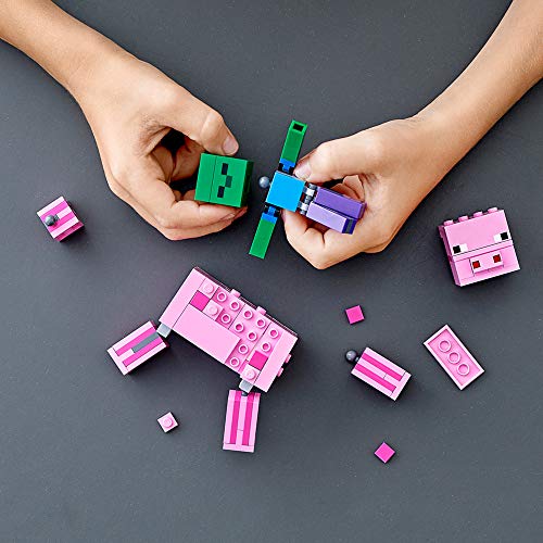 LEGO Minecraft Pig BigFig and Baby Zombie Character 21157 Cool Buildable Play-and-Display Toy Animal Figure for Kids, New 2020 (159 Pieces)