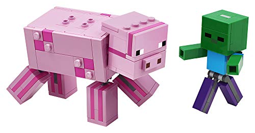 LEGO Minecraft Pig BigFig and Baby Zombie Character 21157 Cool Buildable Play-and-Display Toy Animal Figure for Kids, New 2020 (159 Pieces)