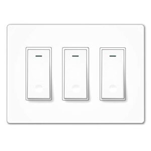 moes wifi smart light switch,3 gang no screw panel smart life/tuya app wireless remote control wall switch timer for lights,compatible with alexa,google home, neutral wire required, no hub required