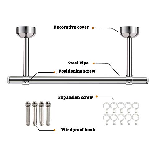 Drying Rack - Stainless Steel Fixed, Double Pole top Mounted Clothes Pole Clothes Rail, for Balcony Indoor Outdoor