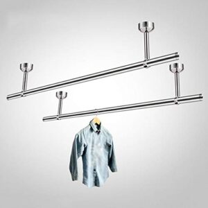 drying rack - stainless steel fixed, double pole top mounted clothes pole clothes rail, for balcony indoor outdoor