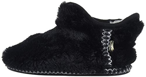 Dearfoams Unisex-Kid's Charlotte faux faux fur Bootie Slipper, Black, 2-3 Big