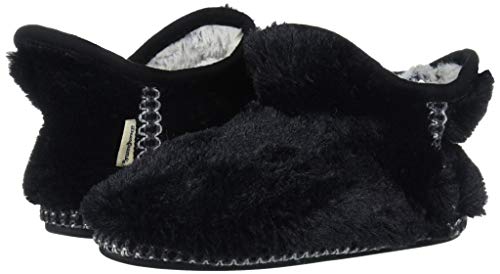 Dearfoams Unisex-Kid's Charlotte faux faux fur Bootie Slipper, Black, 2-3 Big