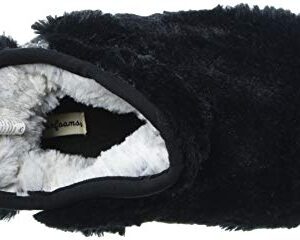 Dearfoams Unisex-Kid's Charlotte faux faux fur Bootie Slipper, Black, 2-3 Big