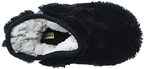 Dearfoams Unisex-Kid's Charlotte faux faux fur Bootie Slipper, Black, 2-3 Big