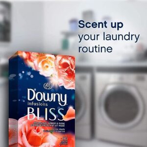 Downy Infusions Dryer Sheets, Laundry Fabric Softener, Bliss, Sparkling Amber & Rose, 200 count.