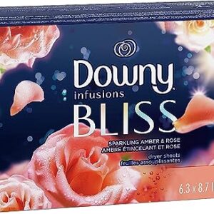 Downy Infusions Dryer Sheets, Laundry Fabric Softener, Bliss, Sparkling Amber & Rose, 200 count.