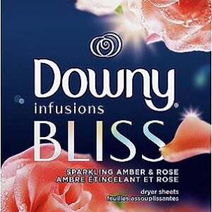 Downy Infusions Dryer Sheets, Laundry Fabric Softener, Bliss, Sparkling Amber & Rose, 200 count.