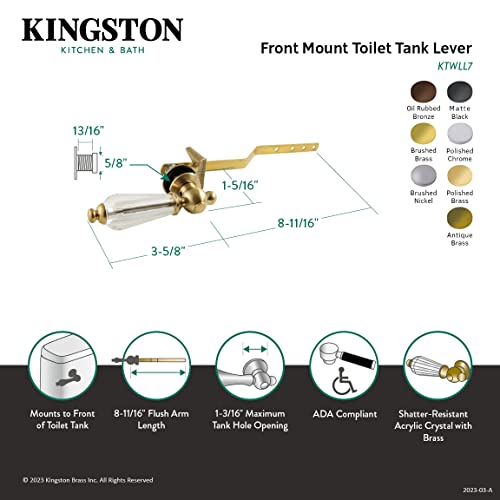 Kingston Brass KTWLL2 Wilshire Toilet Tank Lever, Polished Brass 12.31 x 3.63 x 2.44