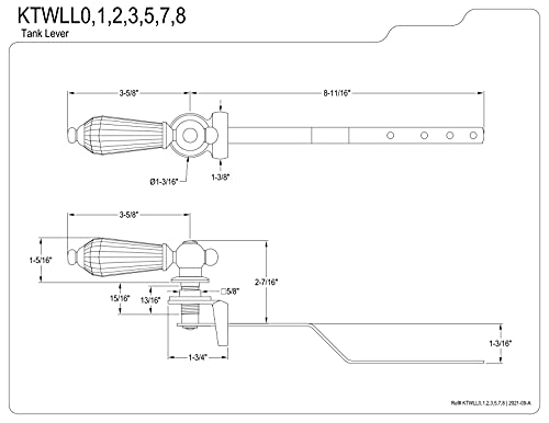 Kingston Brass KTWLL2 Wilshire Toilet Tank Lever, Polished Brass 12.31 x 3.63 x 2.44