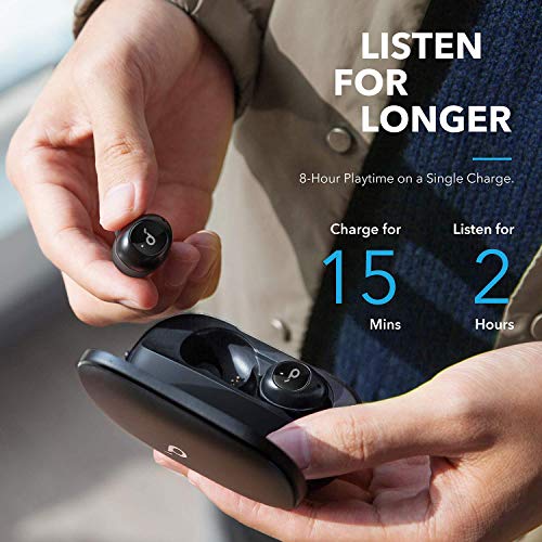 Soundcore Liberty True-Wireless Headphones, 100-Hour Playtime, Bluetooth 5 Wireless Earbuds, Graphene Driver Technology, Sweatproof True Wireless Earbuds,Smart AI, Stereo Handsfree Calls (Renewed) 