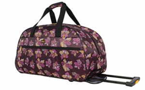 lucas designer carry on luggage collection - lightweight pattern 22 inch duffel bag- weekender overnight business travel suitcase with 2- rolling spinner wheels (poly purple)