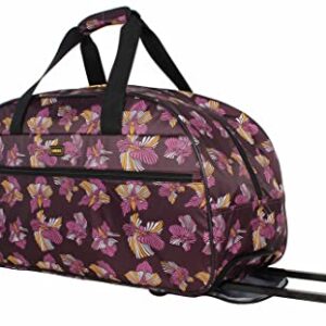 LUCAS Designer Carry On Luggage Collection - Lightweight Pattern 22 Inch Duffel Bag- Weekender Overnight Business Travel Suitcase with 2- Rolling Spinner Wheels (Poly Purple)