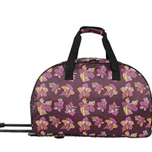 LUCAS Designer Carry On Luggage Collection - Lightweight Pattern 22 Inch Duffel Bag- Weekender Overnight Business Travel Suitcase with 2- Rolling Spinner Wheels (Poly Purple)