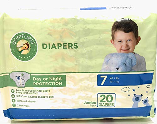 Diapers Size 7, 20 Count, Kroger Comforts Day Night Disposable Diapers, 41+ Pounds