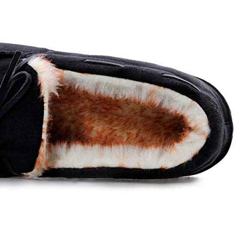 Amazon Essentials Men's Warm Plush Slippers, Black, 11