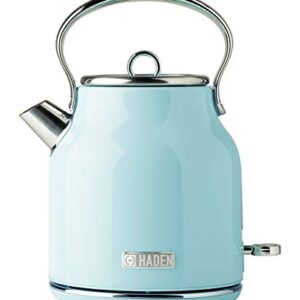 Haden 75004 Heritage 1.7 Liter (7 Cup) Stainless Steel Electric Kettle with Auto Shut-Off and Boil Dry Protection, Turquoise