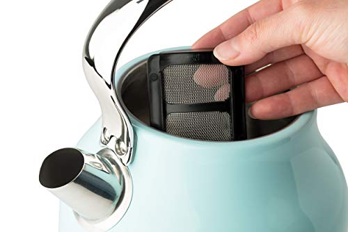 Haden 75004 Heritage 1.7 Liter (7 Cup) Stainless Steel Electric Kettle with Auto Shut-Off and Boil Dry Protection, Turquoise