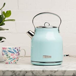 Haden 75004 Heritage 1.7 Liter (7 Cup) Stainless Steel Electric Kettle with Auto Shut-Off and Boil Dry Protection, Turquoise