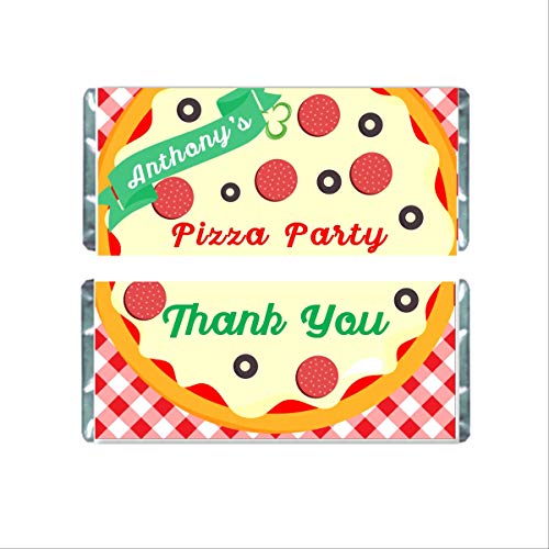 Pizza Party Favors, Personalized Candy Bar Wrappers for Chocolate, Kids Birthday, Hershey Bar Labels, Pack of 20