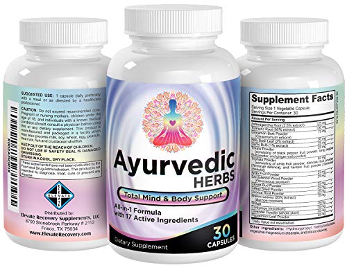 Ayurvedic Herbs (All-in-1) Supplement Formula Pills - Ayurveda Mind, Body & Spirit Herbal Blend Complex with 17 Active Ingredients - Natural Ayurvedic Supplements - Easy to Swallow - 30 Capsules