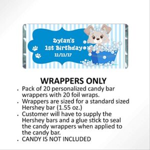 Puppy Dog Party Personalized Candy Bar Wrappers for Chocolate, Kids Birthday Favor, Pack of 20