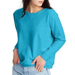 hanes women's ecosmart crewneck sweatshirt, bold blue heather, small