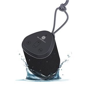 bluetooth speaker portable wireless waterproof, from silveronyx, loud crystal clear stereo sound, rich bass subwoofer, built-in mic, ipx6 rated speakers, perfect for pool, shower, home, travel - black