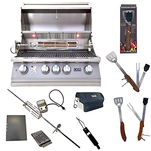 Lion Premium Grills 32-Inch Liquid Propane Grill L75000 with Exclusive Best of Backyard Gourmet Package