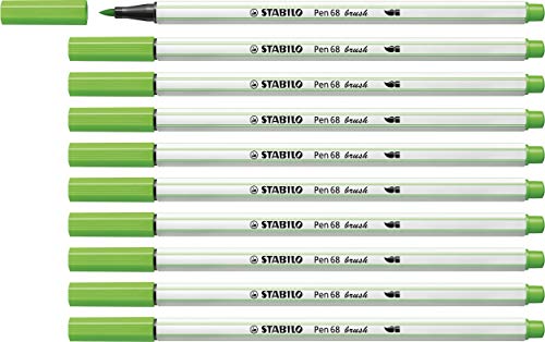 STABILO Premium Fibre-Tip Pen Pen 68 brush Light Green Box of 10